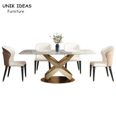 China Slate Rectangular Luxury Dining Table and Chairs 40mm Thickness Home Furniture for sale