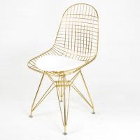 China Metal Frame Dining Chair with PU Leather Seat Chrome Gold Wire Design 46x51x86 cm for sale