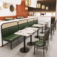China Durable Rattan Restaurant Dining Table Set Marble Top PU Leather for sale