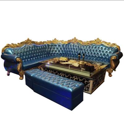 China Customized Blue Paint Bar Sofa Set Metal Velvet Sponge Material for sale