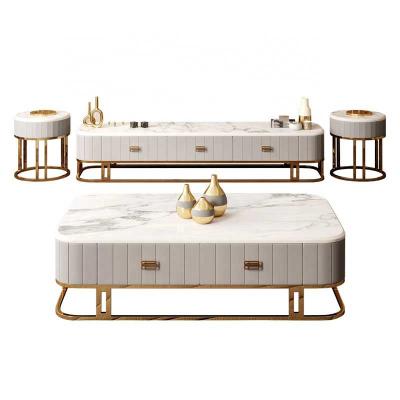 China Luxury Marble Coffee Table 1400x800x440mm Home Living Room Furniture Center Table for sale