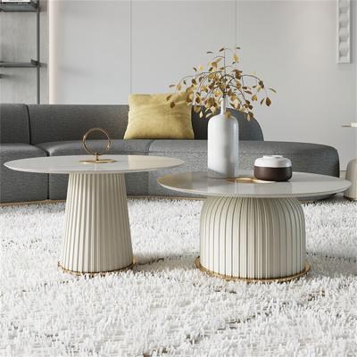 China Round Slate Coffee Table Home Light Luxury Style 80x37cm for sale