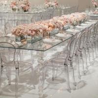 China Rectangular Acrylic Folding Banquet Table Transparent 200x100x75cm Customizable for sale
