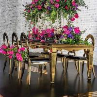 China Glass Top Wedding Decoration Table 120x240x75cm Stainless Steel Frame 0.42cbm for sale