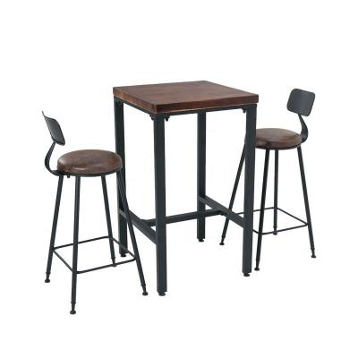 China Wooden Bistro Bar Table Set 60x60x105cm Square High Dining Table for Cafe for sale