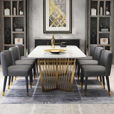China Stainless Steel Marble Dining Table and Chairs 150x90x75cm Non-Porous for sale