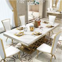 China Modern Design Marble Dining Table Set Polished Surface With 6 8 Chairs for sale