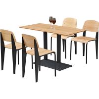China Plywood Restaurant Dining Table and Chairs Set 165x120x75cm PU Leather Metal Frame for sale