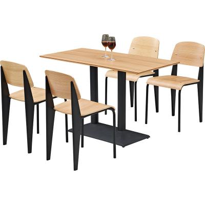 China Plywood Restaurant Dining Table and Chairs Set 165x120x75cm PU Leather Metal Frame for sale