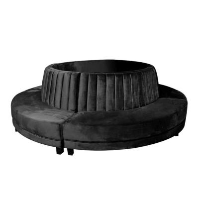 China Black Curved Circular Velvet Club Sofa Module Set 215 cm Hotel Lobby for sale