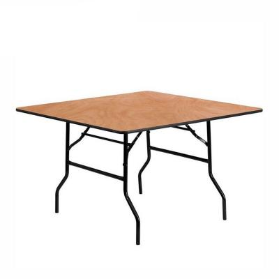 China Outdoor Square Folding Banquet Table 22mm Plywood Party Cocktail Table 122cm for sale