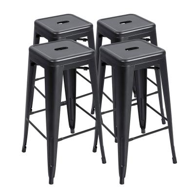 China Iron High Foot Bar Chair Industrial Stackable Bar Stool Black Seater for sale