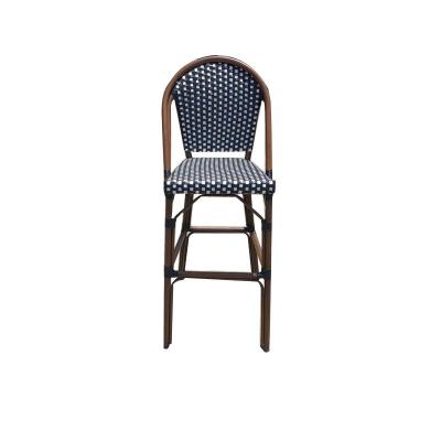 China Weatherproof Outdoor Bar Stools Rattan Bistro Cafe High Bar Chairs 29.5in Seat Height Set of 4 for sale