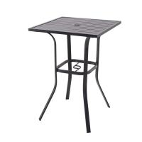 China Metal Bistro Bar Height Outdoor Square Table 28x28x39 Inch with Umbrella Hole for sale