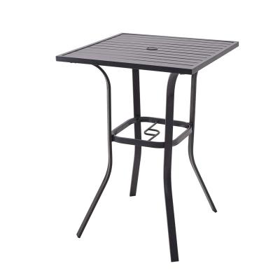 China Metal Bistro Bar Height Outdoor Square Table 28x28x39 Inch with Umbrella Hole for sale
