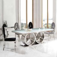 China Rectangle Marble Dining Table with 8 Chairs 201 Stainless Steel Leg 160x90cm for sale