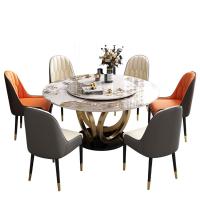 China Stainless Steel Dining Table Set 6 Chairs Rotating Marble Top 1.2m 1.5m Hotel for sale
