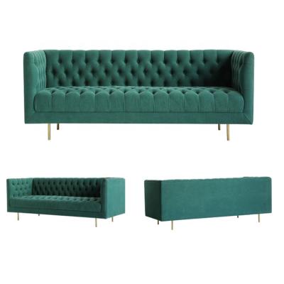 China Luxury Green Velvet Modular Sofa Pull Clasp Sofa American Style 80cm height for sale