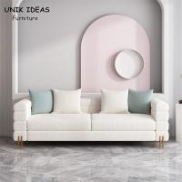 China Luxury Fabric Upholstered Sofa Set 3 Seater 220cm with Gold Stainless Steel Base for sale