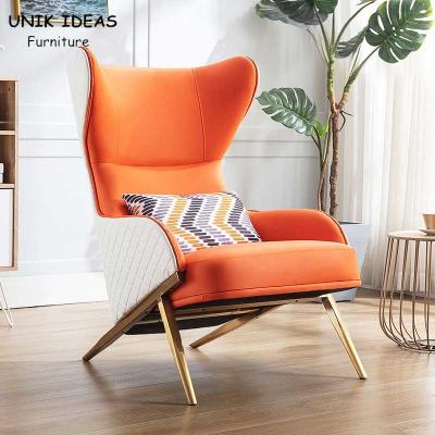 China Nordic Wing Stainless Steel Armchair Lounge Single Chair 75x90x110cm Custom Color for sale
