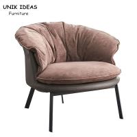 China Customizable Brown Velvet Fabric Armchair 83x83x63cm Single Seat Living Room for sale
