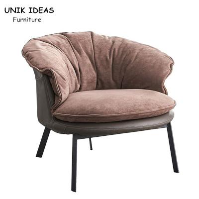 China Customizable Brown Velvet Fabric Armchair 83x83x63cm Single Seat Living Room for sale