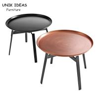 China Round Corner Coffee Center Table Minimalist Metal Tray 48cm Nordic Home Furniture for sale