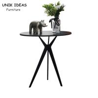 China Round Marble Top Side Table 80x45cm Metal Frame Gold Leg for Hotel Living Room for sale