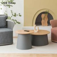 China Round Top MDF Coffee Table with PP Plastic Base 69cm Diameter Home Side Center Table for sale