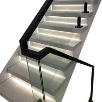 China Modern Glass Railing 42 Inch Height for Indoor Apartment Stairs Safety Handrail for sale