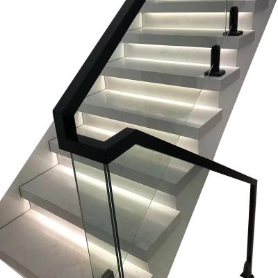 China Modern Glass Railing 42 Inch Height for Indoor Apartment Stairs Safety Handrail for sale