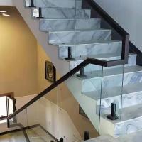 China Modern Glass Railing 42 Inch Height for Indoor Apartment Stairs Safety Handrail for sale