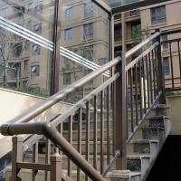 China Wall Mounted Glass Stair Handrail Stainless Steel Pillars Modern Design 12mm Tempered Glass for sale