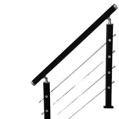 China Modern Iron Stair Railing for Outdoor Wood Stairs Wall Mounted 36 Inch Height for sale