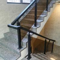 China Modern Design Style Wall Mounted Staircase Tempered Glass Railing with Post Baluster for sale