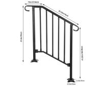 China Indoor Stair Guardrail Iron Riser Flooring Balustrades Balcony Steel Railing 900mm Height for sale