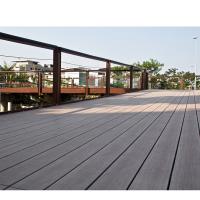 China Modern Pear Wood Outdoor WPC Flooring 22-35mm Thickness with Both Side Lamination PP Plastic for sale