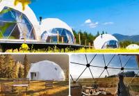 China Farmhouse Outdoor Round Glamping Dome Tent 5m Luxury House with Customized Color Bathroom for sale