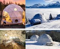 China Farmhouse Outdoor Round Glamping Dome Tent 5m Luxury House with Customized Color Bathroom for sale