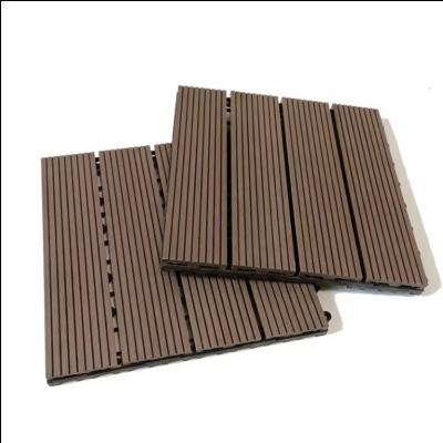 China WPC 300x300mm Terrace Wood Plastic Composite Coffee Floor Tile for Smooth Outdoor Garden Decking for sale
