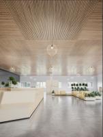 China Linear Wood Slats Fireproof Decorate Wood Acoustic Panels Sound Absorbing for sale