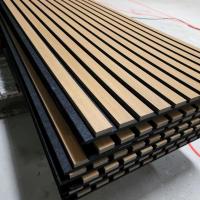 China Wood Slat Base Polyester Fiber Acoustic Panel Soundproof 2400x600mm for sale