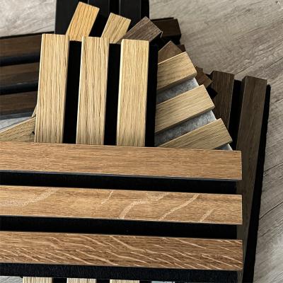 China Wall Decorative Mdf Polyester Oak Slatted Wood Acoustic Veneer Panels For Interor for sale