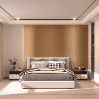 China Wood Slatted Wall Acoustic Felt Panels For Interior Wall And Ceiling Decoration for sale