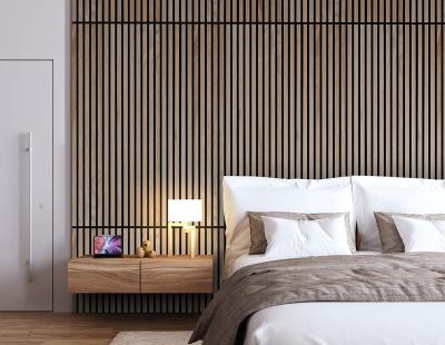 China Acoustic Wooden Slats Decorative Sound Insulation Panels Soundproof Room Dividers for sale