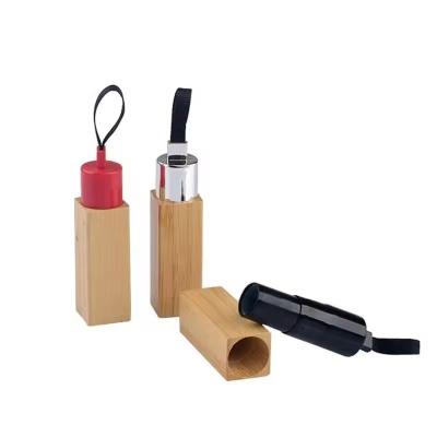 China High Quality Square Empty 12ml Natural Bamboo Lip Stick Tube Cosmetic Bottle for sale