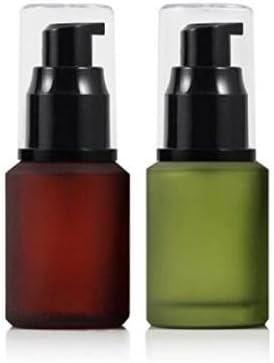 China Rose Red Empty Frosted Glass Pump Bottle with Transparent Cap Emulsion Lotion for sale