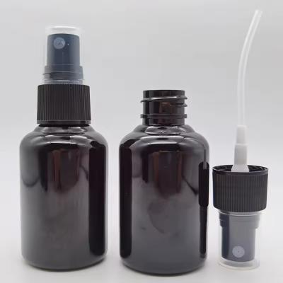 China 50ML PET Glossy Black Plastic Cosmetic Spray Bottle With Black Fine Spray Head for sale