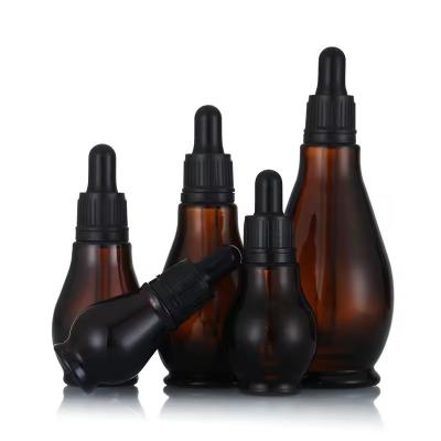 China Empty Matte Brown Refillable Essential Oil Bottles  With Dropper Cap 30ml 50ml for sale