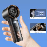 China Travel Camping Outdoor Digital Display Speed 1-100 4000mAh Battery Rechargeable Personal Adjustable Portable Handheld Turbo Fan for sale